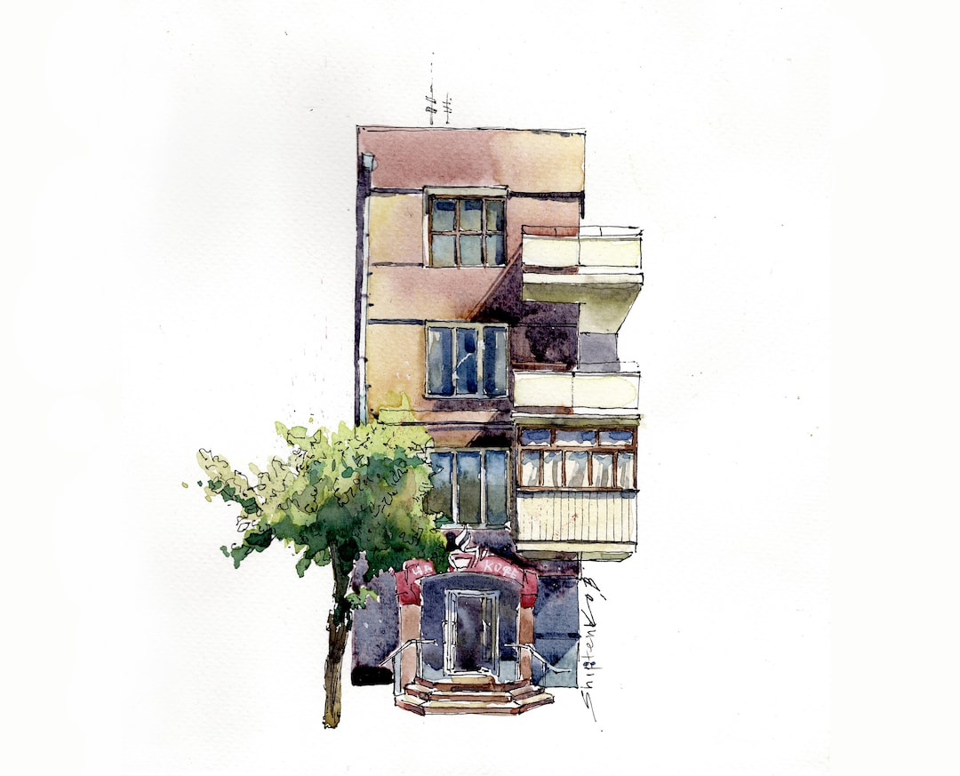 Tea and Coffee Shop Original Watercolor Painting Streetscape Art ...
