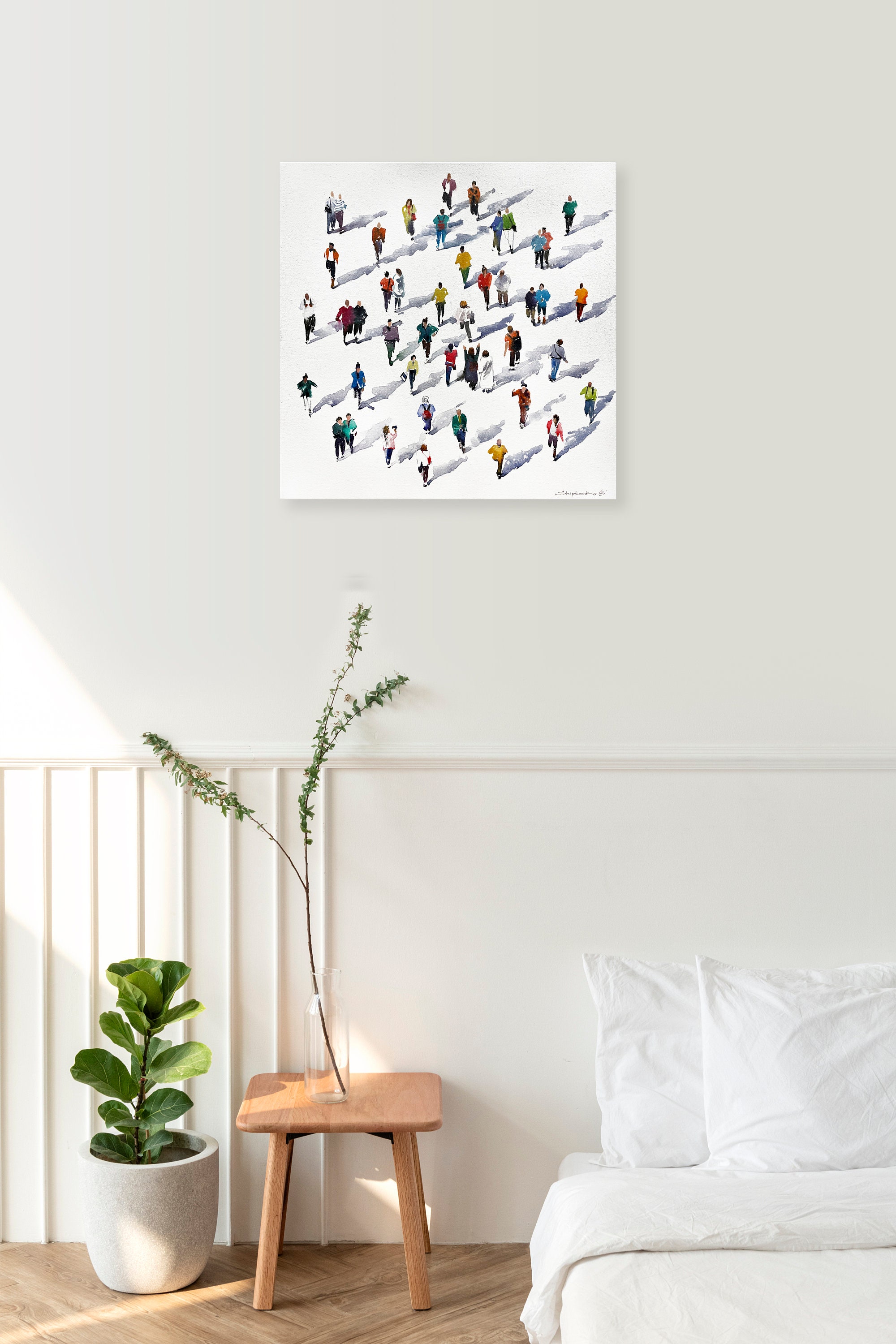 Shadows People Print on Canvas of Original Watercolor Painting ...