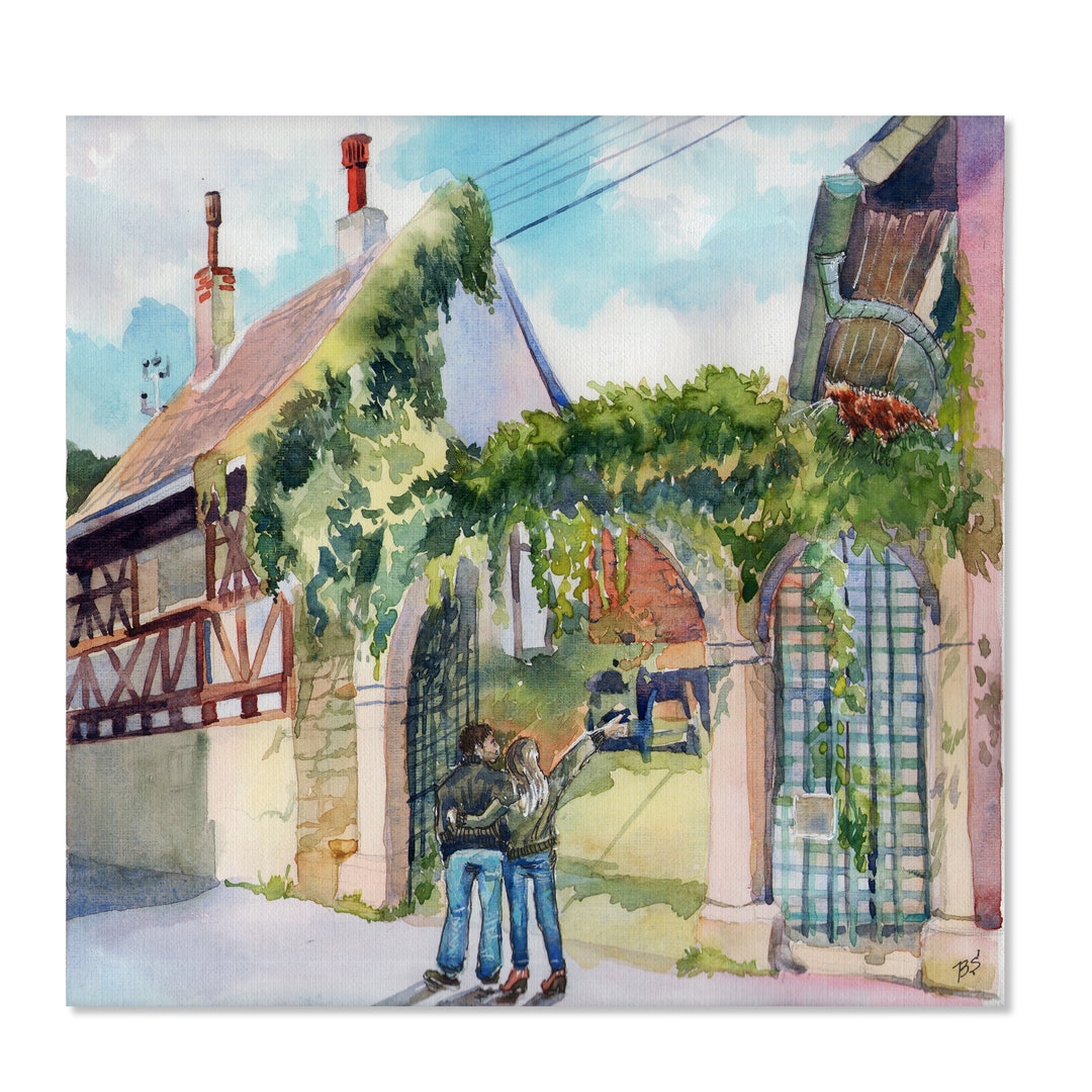 Warmth of Old Courtyard Original Watercolor Painting Cityscape Art ...