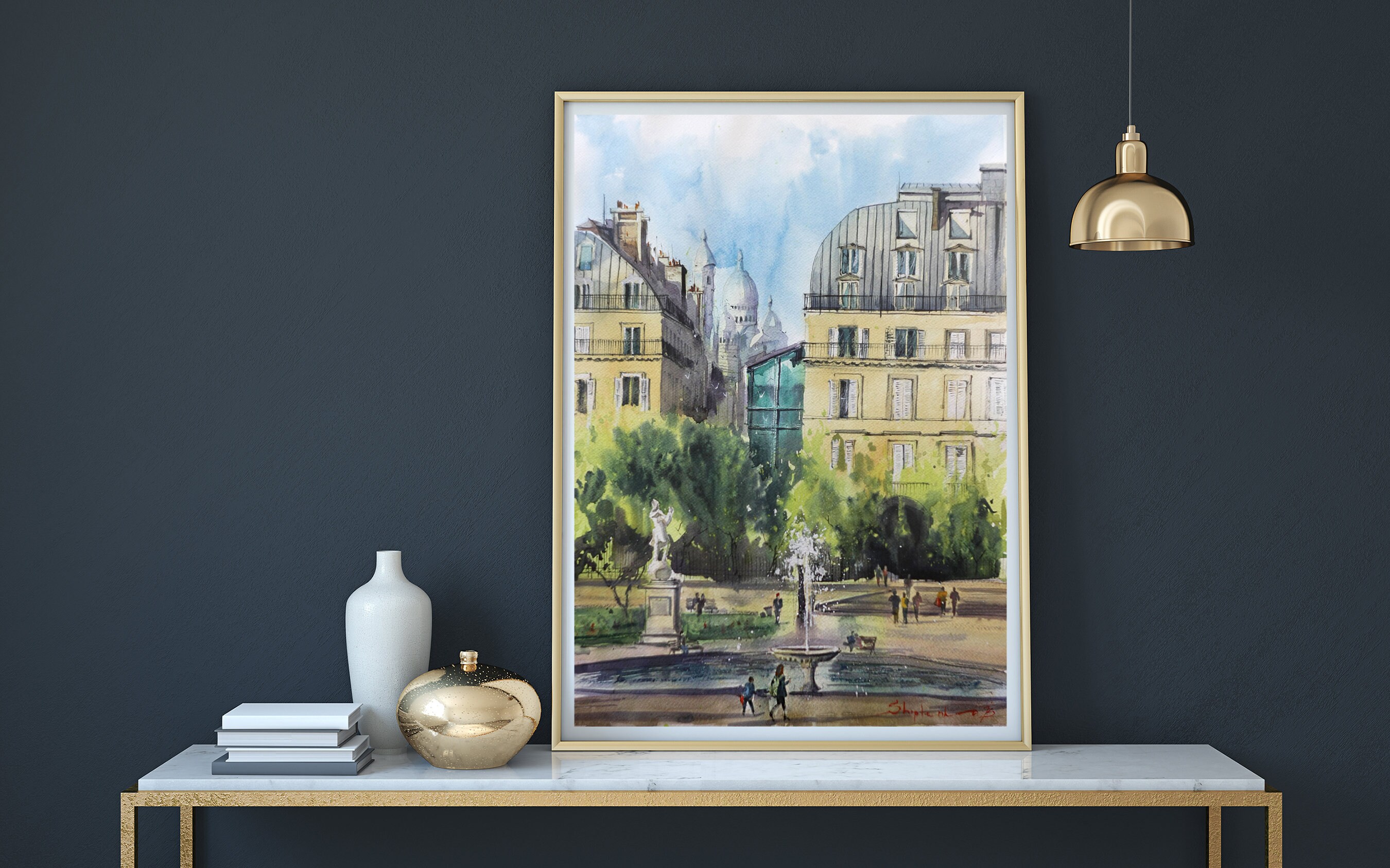 Paris Painting Paris Street Scene Park Print of My Watercolor Painting ...