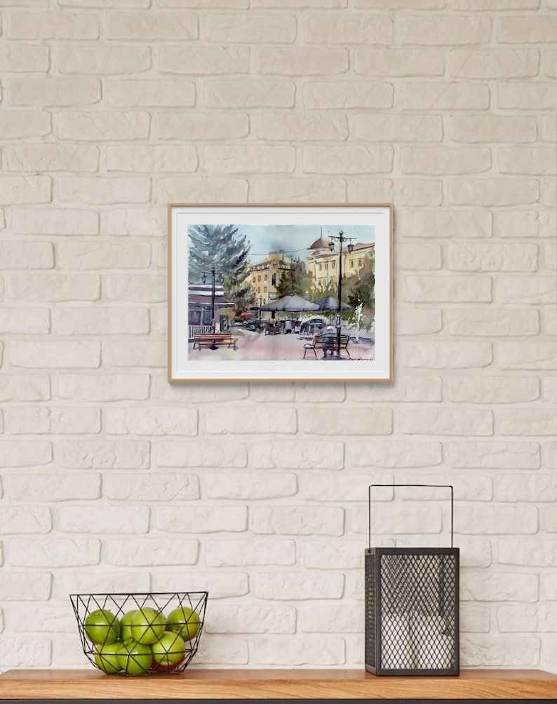 Cityscape Painting Print of Original Watercolor Painting Poshtovyi ...