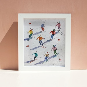 Vail Ski Resort Skier Painting Original Art Watercolor Painting Impasto ...
