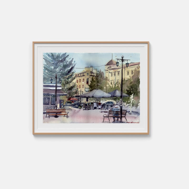 Cityscape Painting Print of Original Watercolor Painting Poshtovyi ...