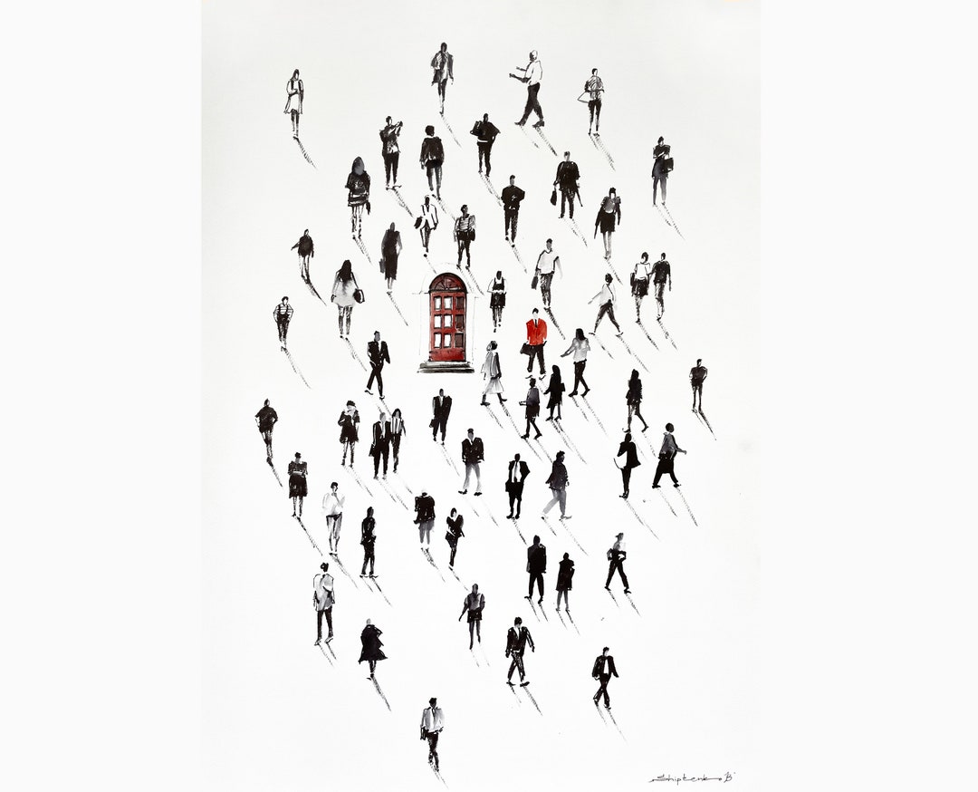 Human Way Print of Original Watercolor Painting Figurative Art People ...