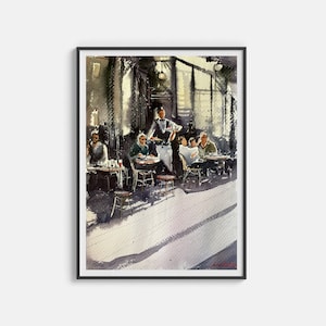 Waiter Restaurant Painting Print of Original Art Watercolor Painting ...