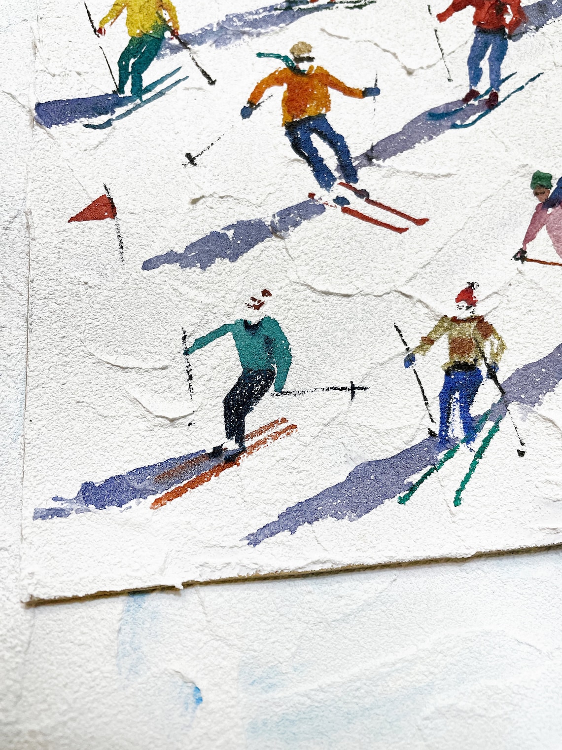 Vail Ski Resort Skier Painting Original Art Watercolor Painting Impasto ...