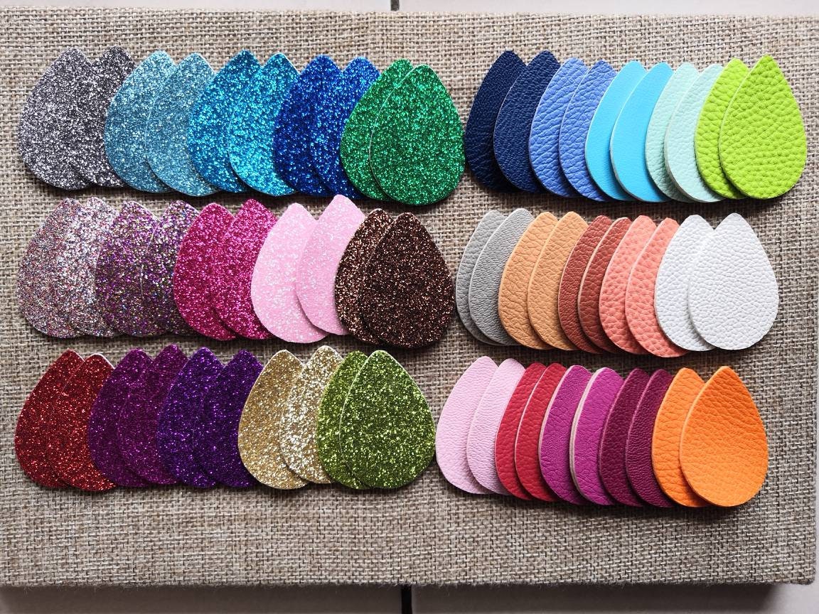 60pcs / 30pairs Assorted Color Teardrop Precut 30pcs Glitter - Etsy UK