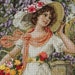 Cross Stitch Kit PANNA Girl With a Basket of Flowers Ribbon Flowers ...