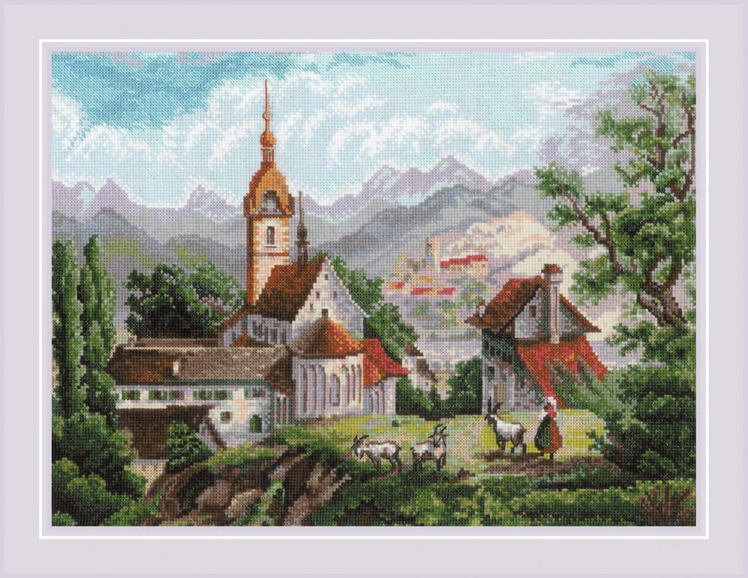 Monastery Landscape Cross Stitch Kit: Riolis Shonenvert Embroidery (15 ...