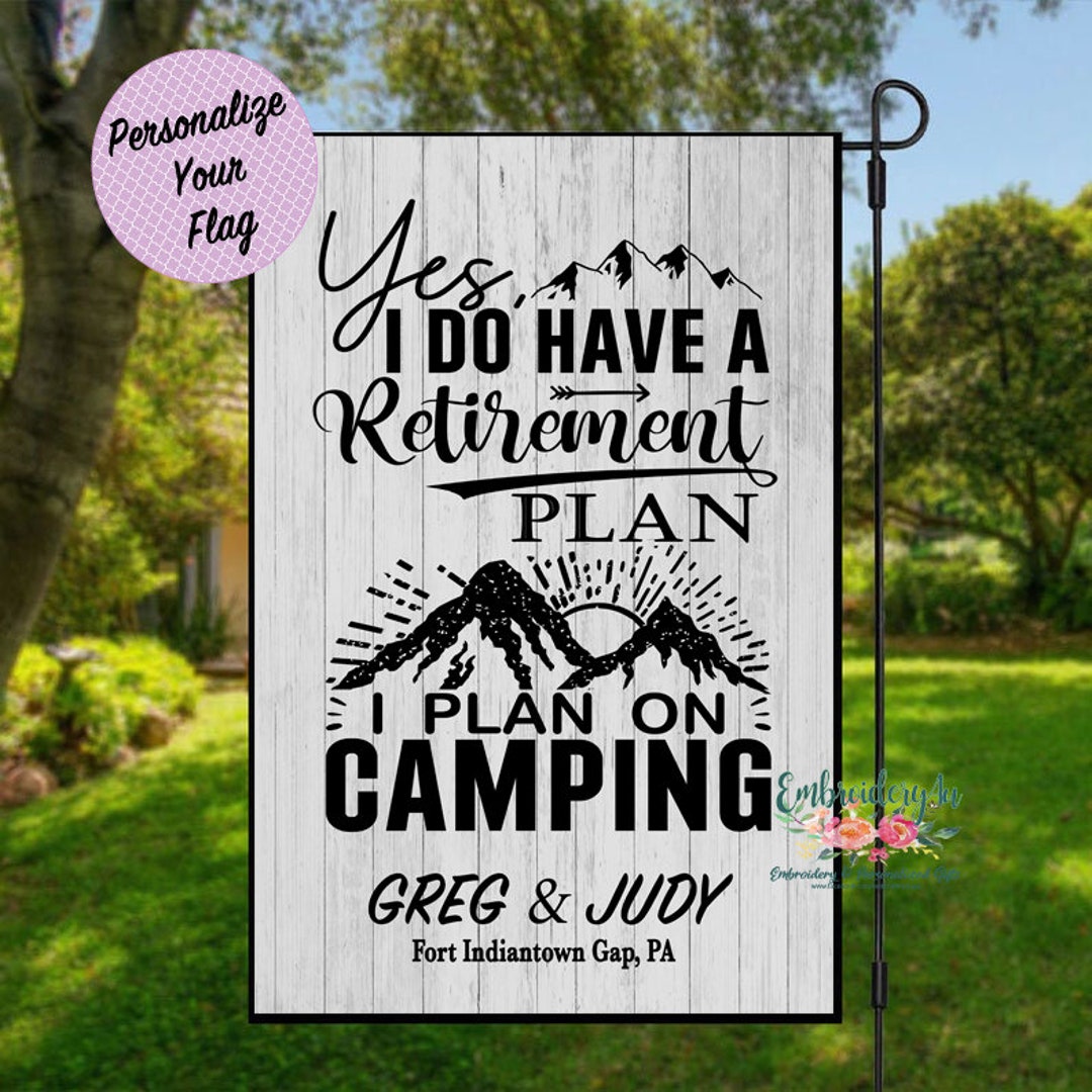Personalized Retirement Camper Flag B&W|RV Campsite|retirement Gift ...