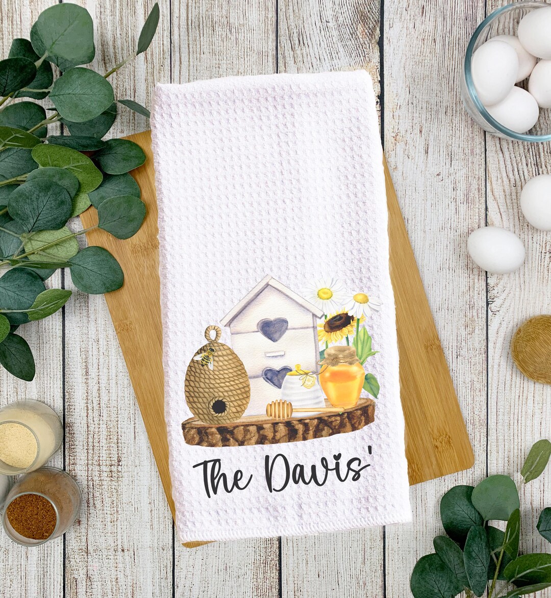 Personalized Honey Bee Kitchen Towel|honey Bee Custom Waffle Towel ...
