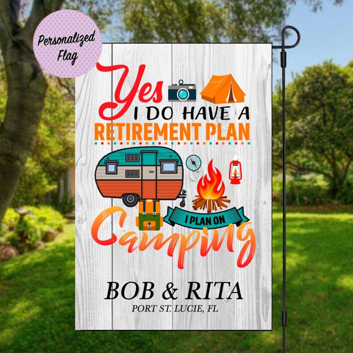 Personalized Retirement Camper Flag|rv Campsite Flag|retirement Gift ...