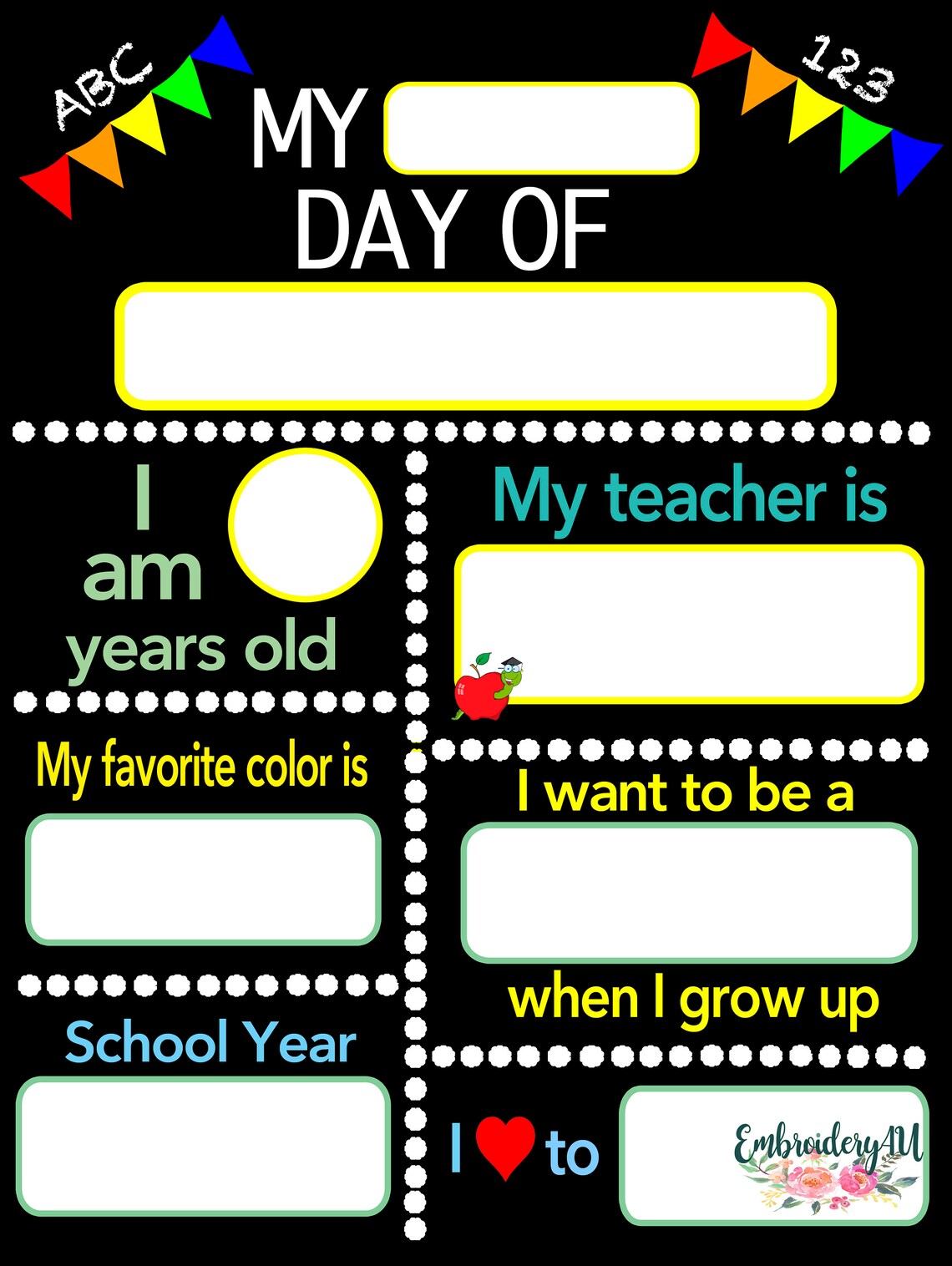 PERSONALIZED My First Day of School Dry Erase Boardmy Last - Etsy