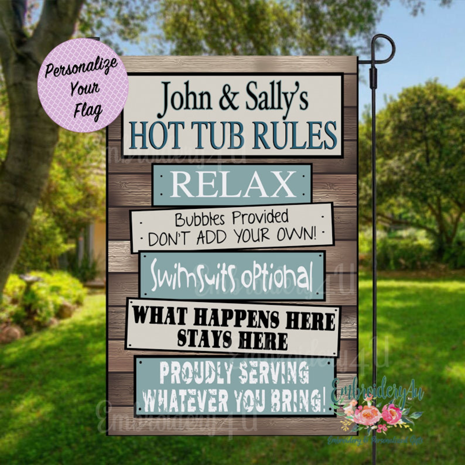 Personalized Hot Tub Rules Yard Sign|hot Tub Rules|hot Tub Rules Garden ...