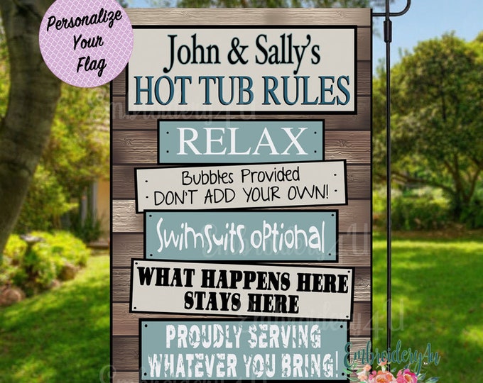 Personalized Hot Tub Rules Yard Sign|hot Tub Rules Sign|hot Tub Rules ...