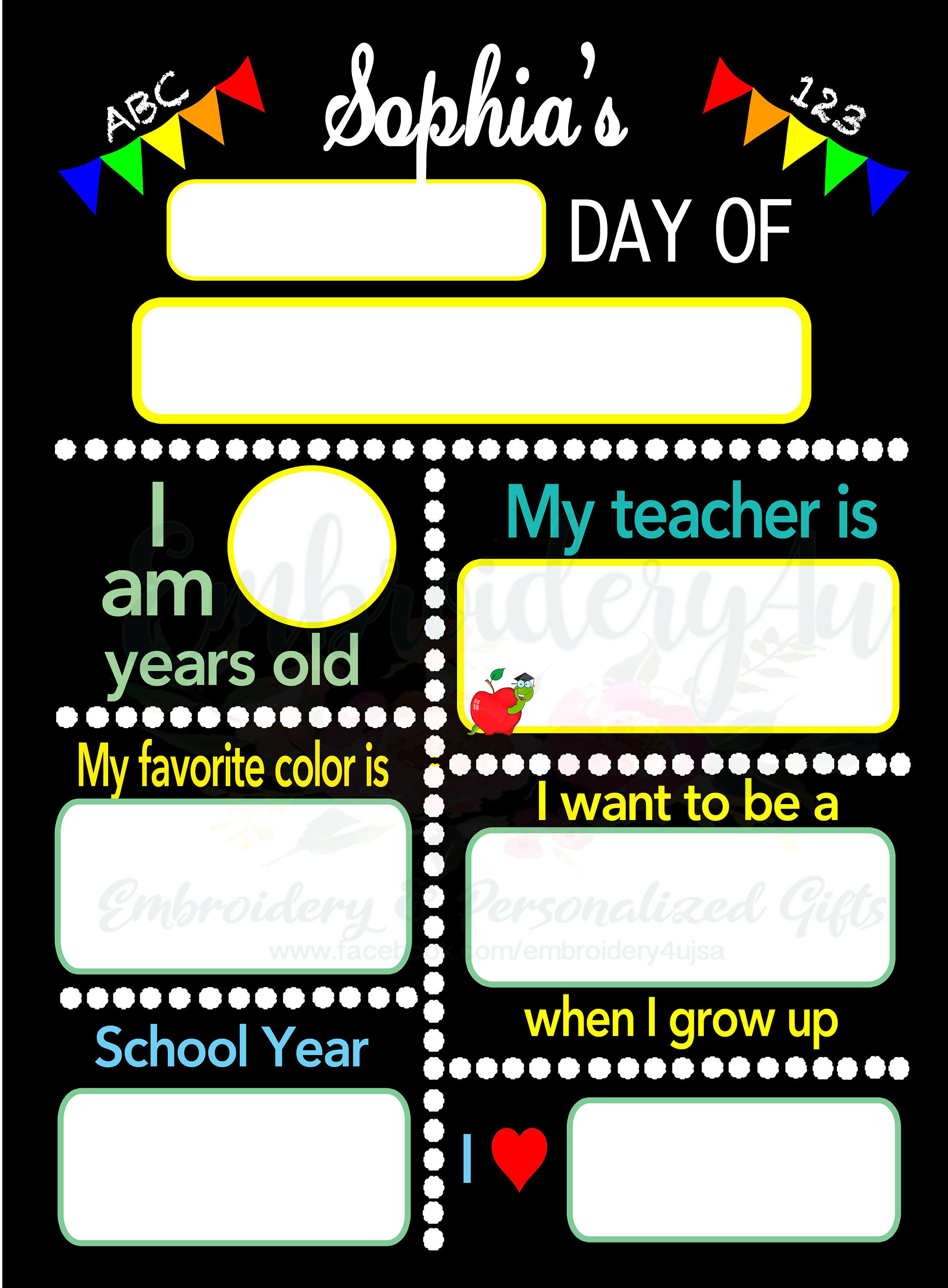 PERSONALIZED My First Day of School Dry Erase Boardmy Last - Etsy