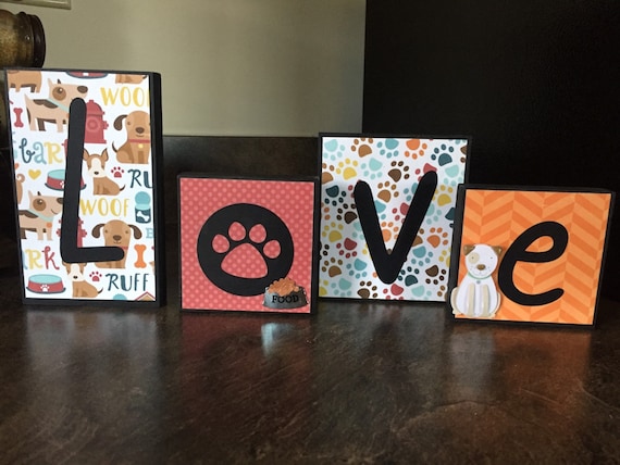 Wooden Block Letters Love Dogs Blocks Dog Owner Gifts Dog | Etsy