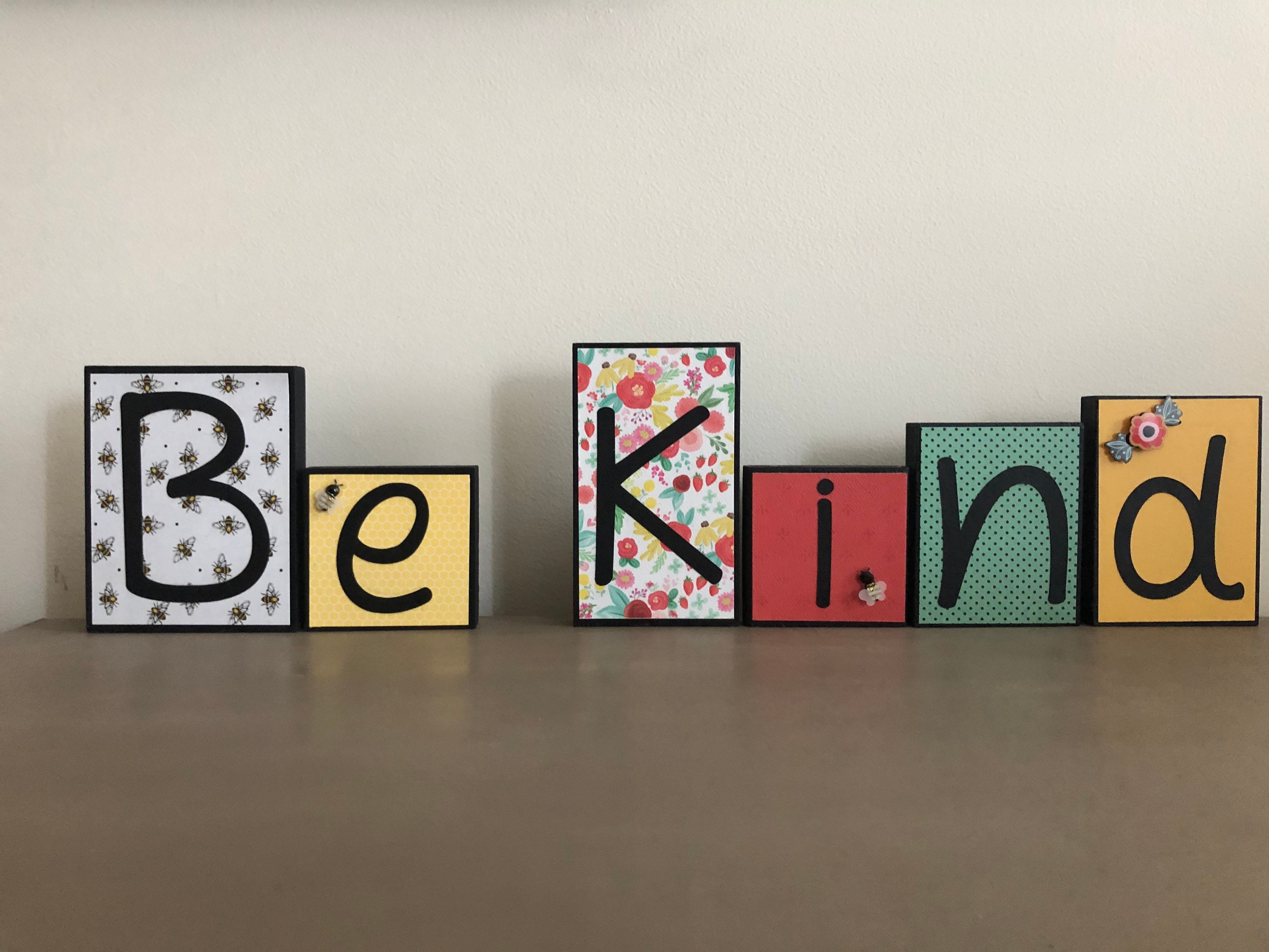 Be Kind Decorative Custom Wooden Blocks - Etsy UK