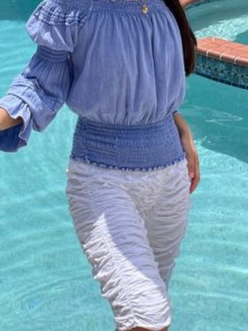 PIXY Organic Woven Cotton Ruched Nautical Crop Capri - Etsy