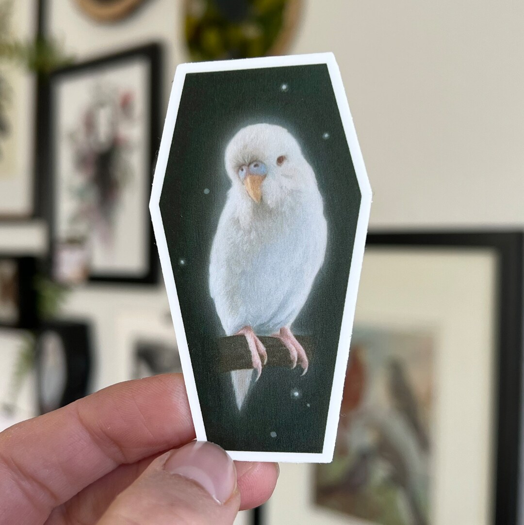 Ghost Budgie Coffin-shaped Matte Vinyl Sticker - Etsy