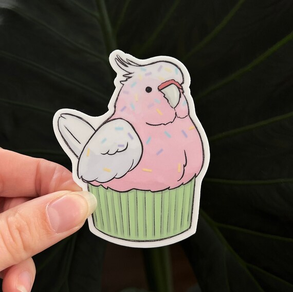 Cockatoo Cupcake Vinyl Sticker - Etsy