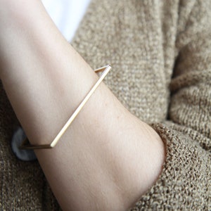 Square Modern Bangle Gold Bracelet - Gold Bracelet Femme - Anniversary ...