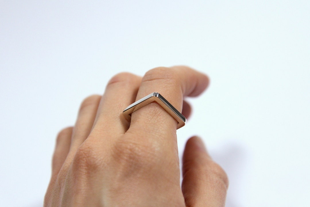 Anillo Cuadrado de Plata. Plata esterlina. Anillo de geometría. Anillo ...