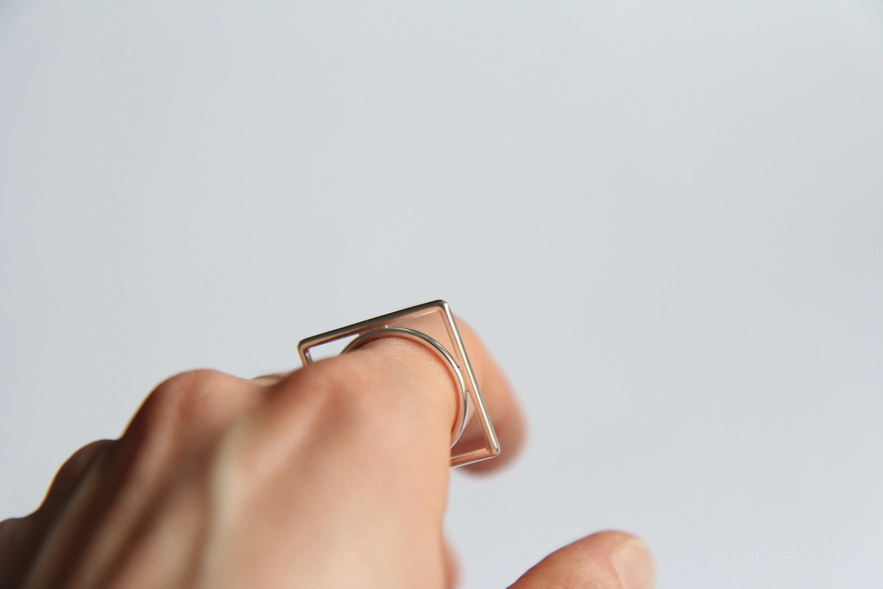 Geometric Square Ring. Recycled Sterling Silver. Geometry - Etsy UK