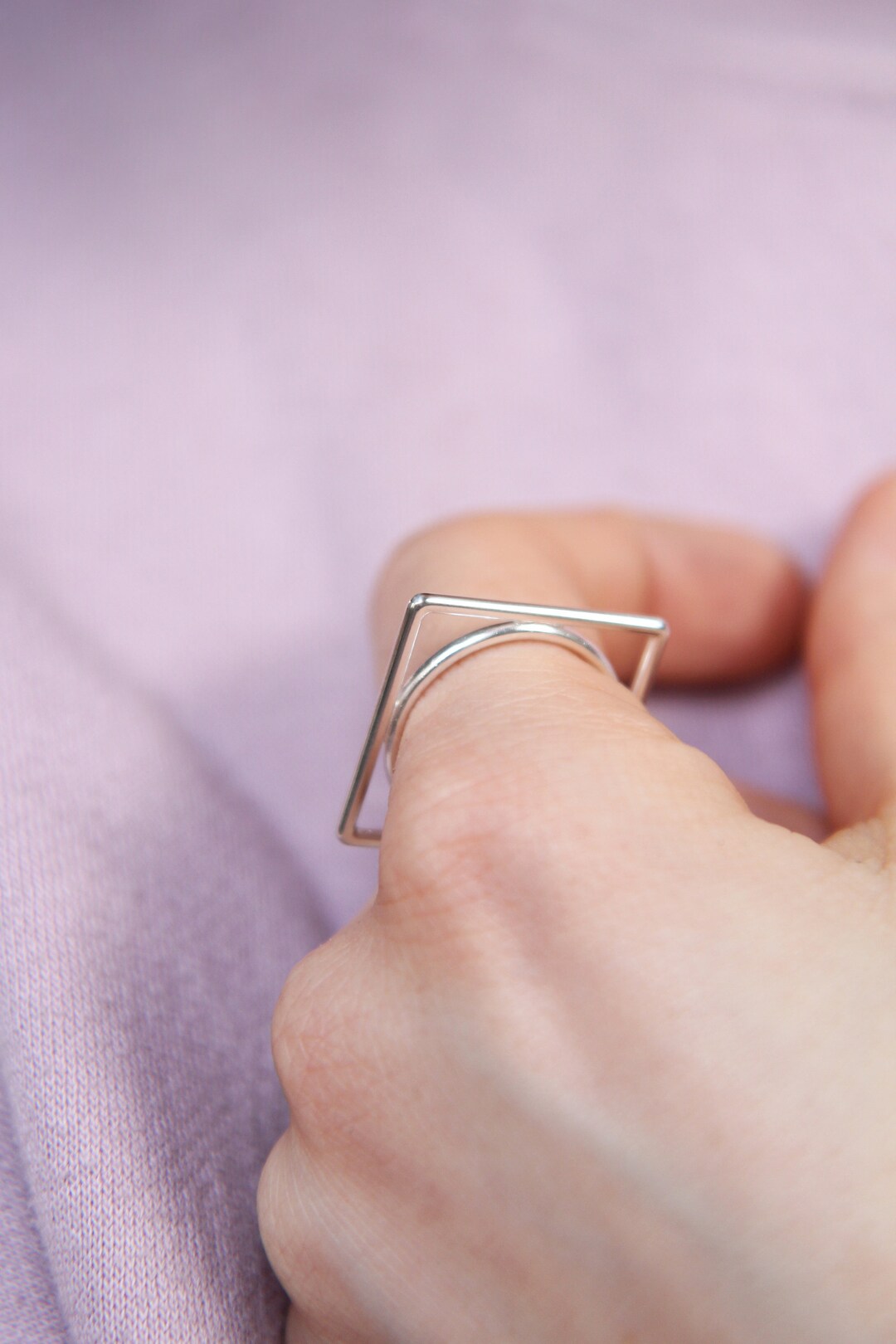 Geometric Square Ring. Recycled Sterling Silver. Geometry Ring. Simple ...