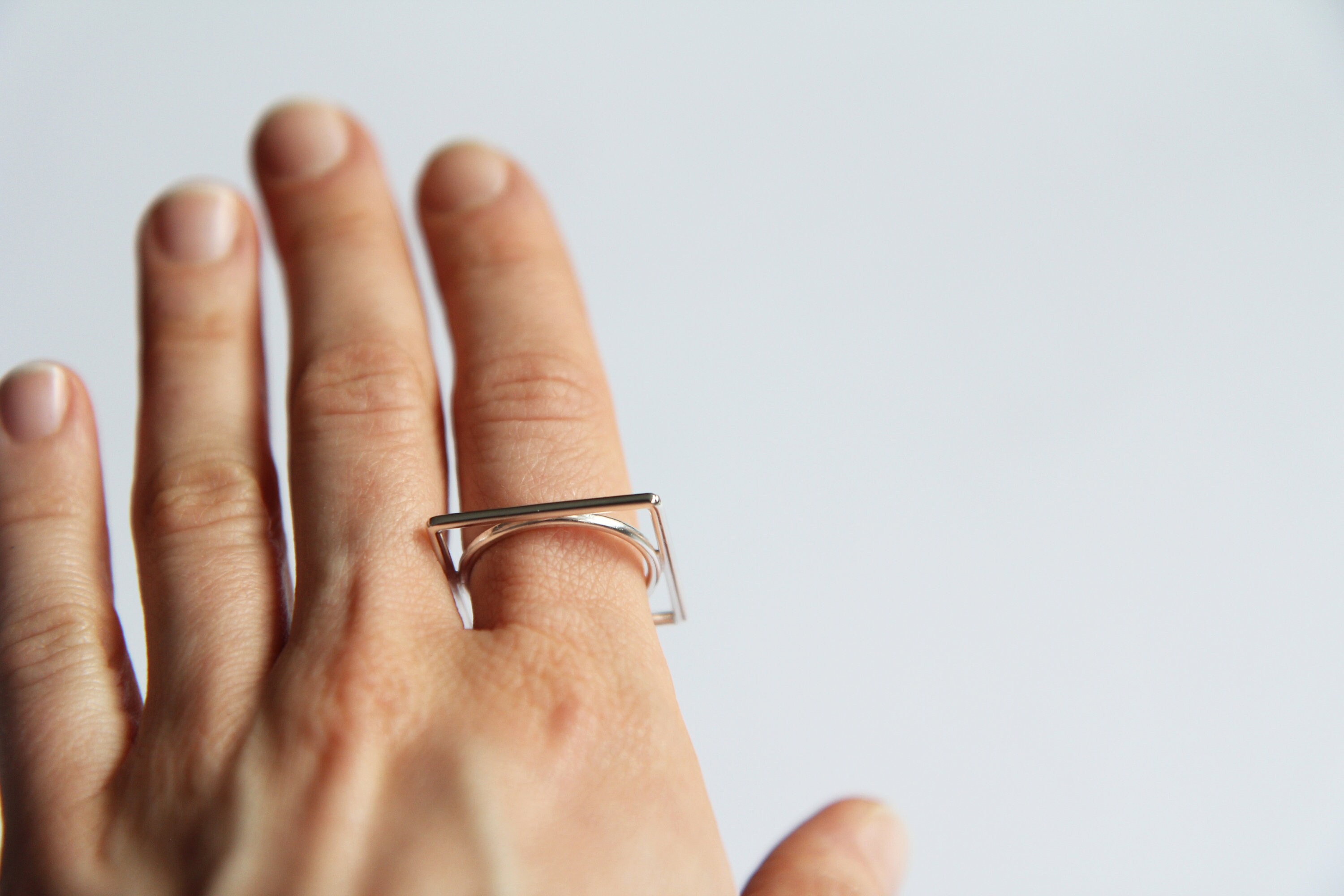 Geometric Square Ring. Recycled Sterling Silver. Geometry - Etsy UK