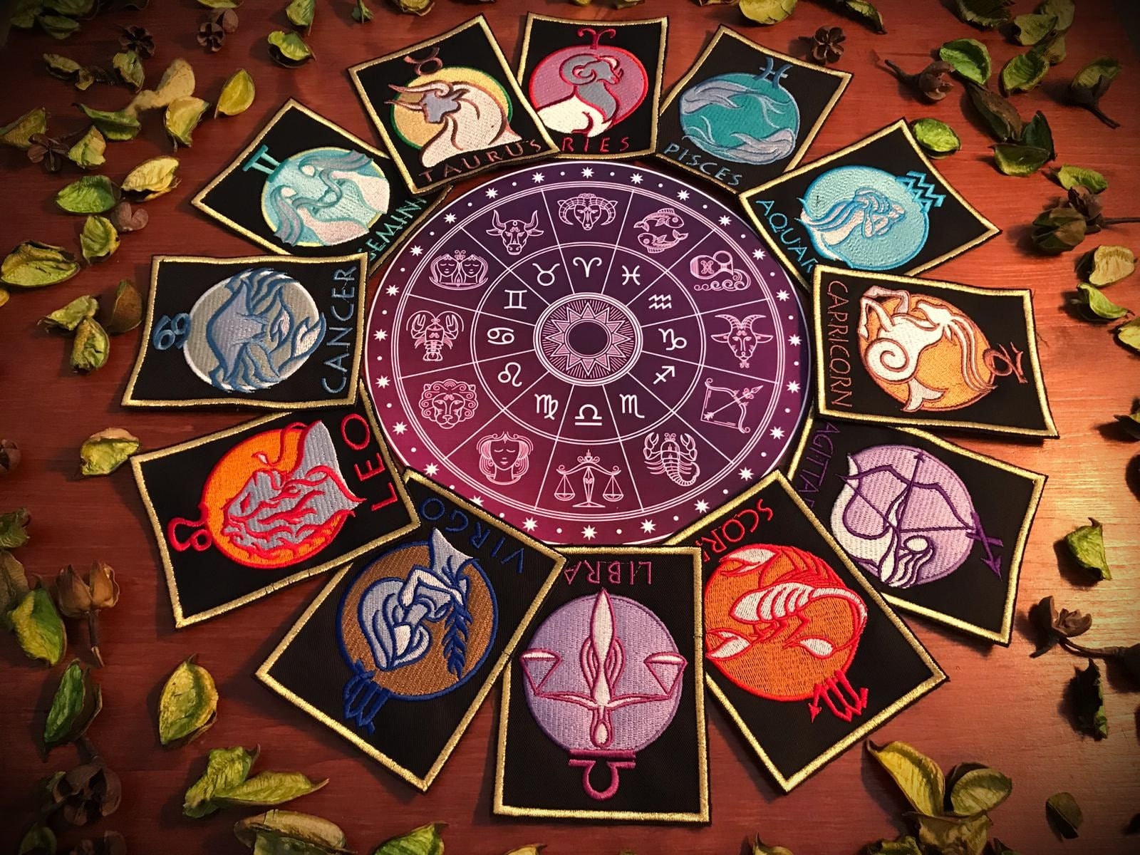 IRON ON Zodiac Signs Embroidered Patches- Wicca Wiccan Witch Magic ...