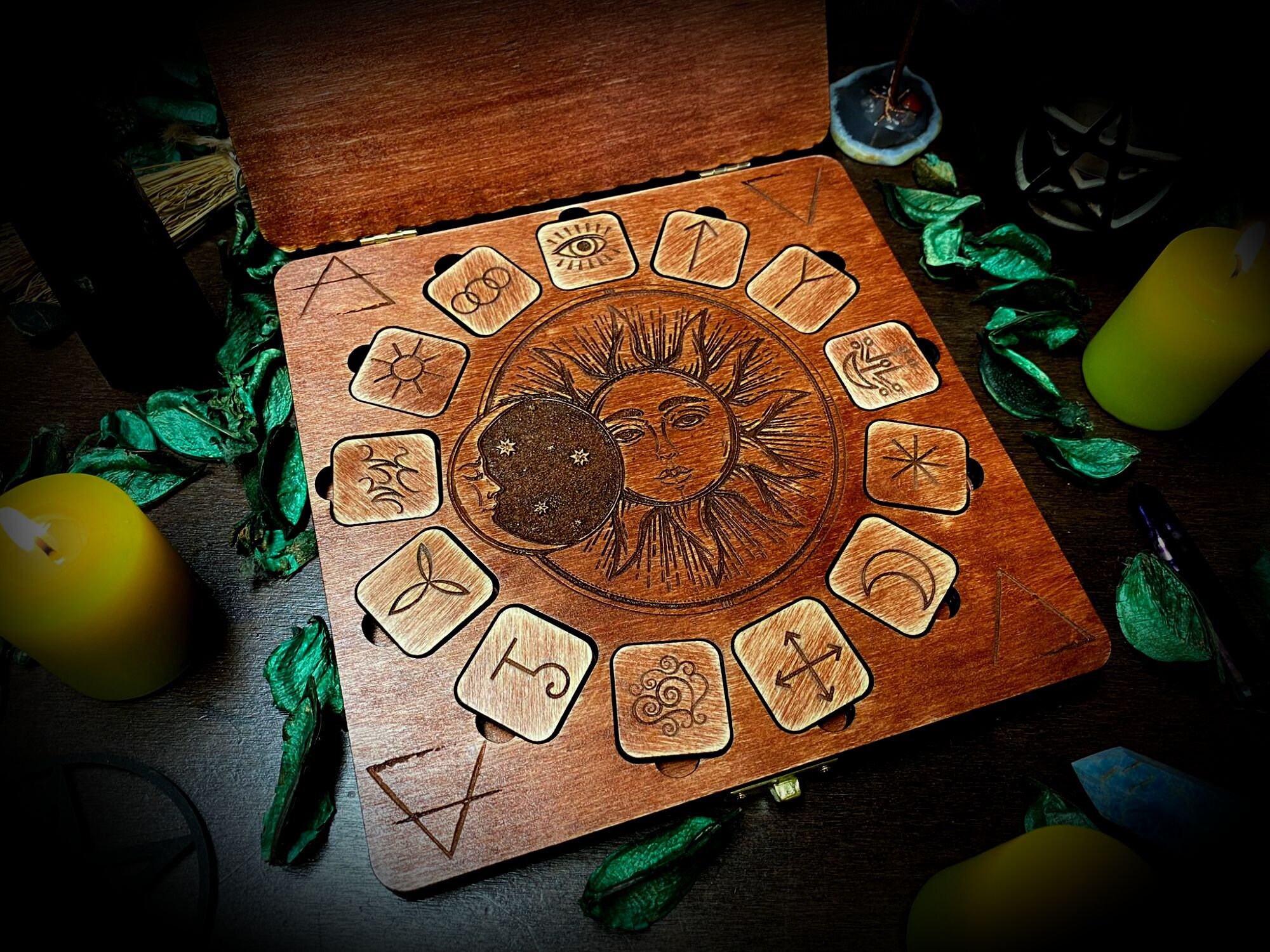 Witches' Runes Set With Casket Paganism Pagan Witch - Etsy