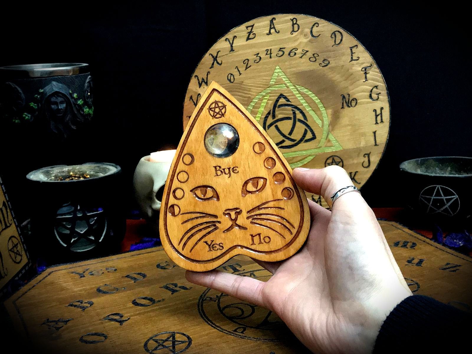 Engraved Wooden Planchette for Ouija Board the Cat - Etsy