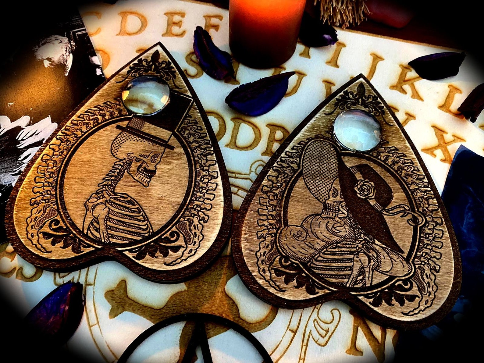Engraved Wooden Planchettes for Ouija Board "mr&mrs Muerte" Paganism ...