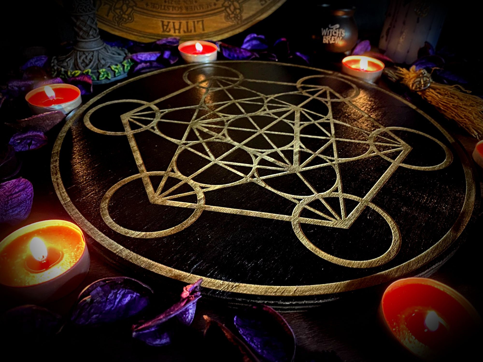Altar Plate With Archangel Metatron Cube Paganism Religion | Etsy