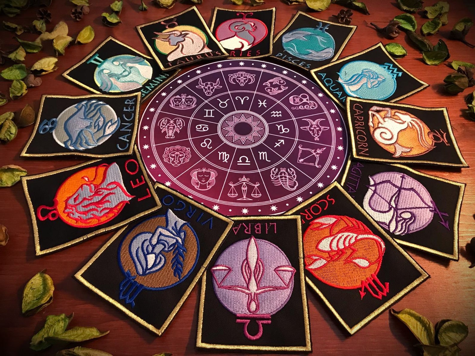 IRON ON Zodiac Signs Embroidered Patches- Wicca Wiccan Witch Magic ...