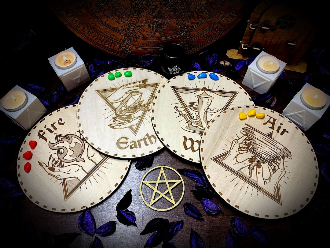 Ritual Plate Set With the 4 Elements - Witch Sorcery Wicca Wiccan Pagan ...