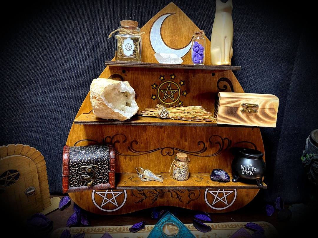 Planchette-shaped Wooden Shelf - Witch Witchcraft Paganism Pagan Laser ...