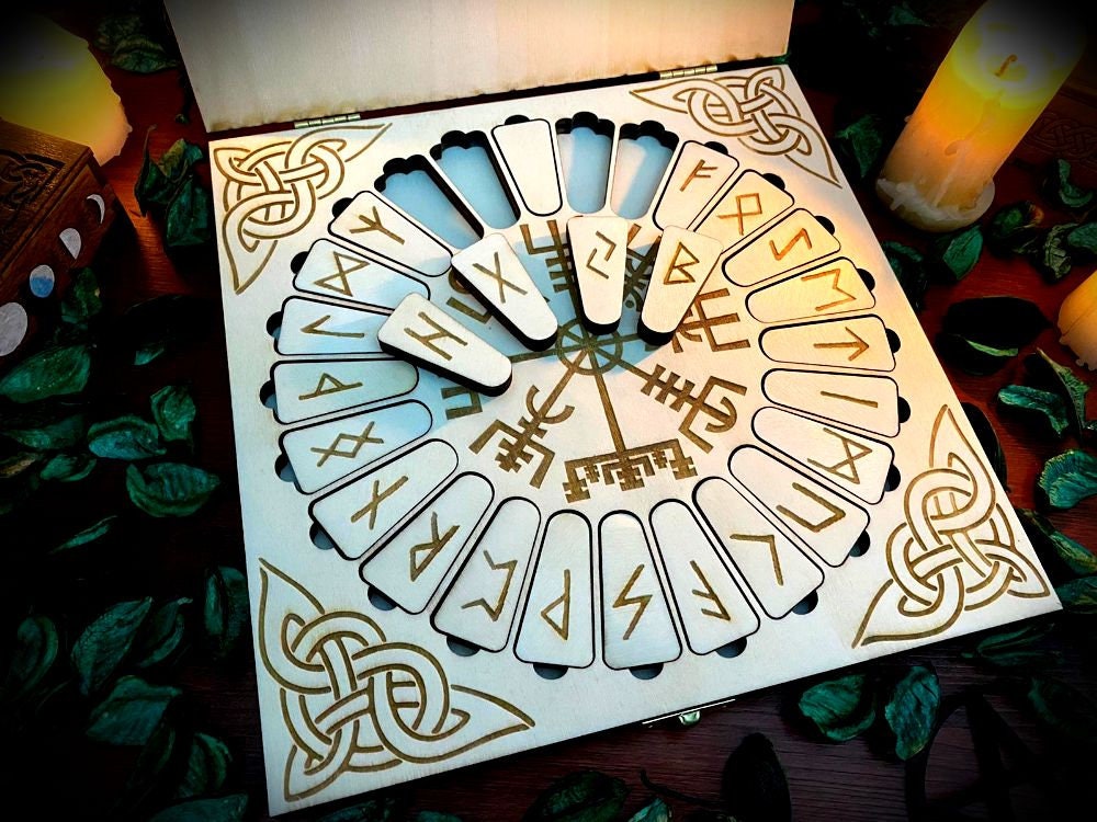 Futhark Runes Set With Casket Paganism Pagan Witch | Etsy