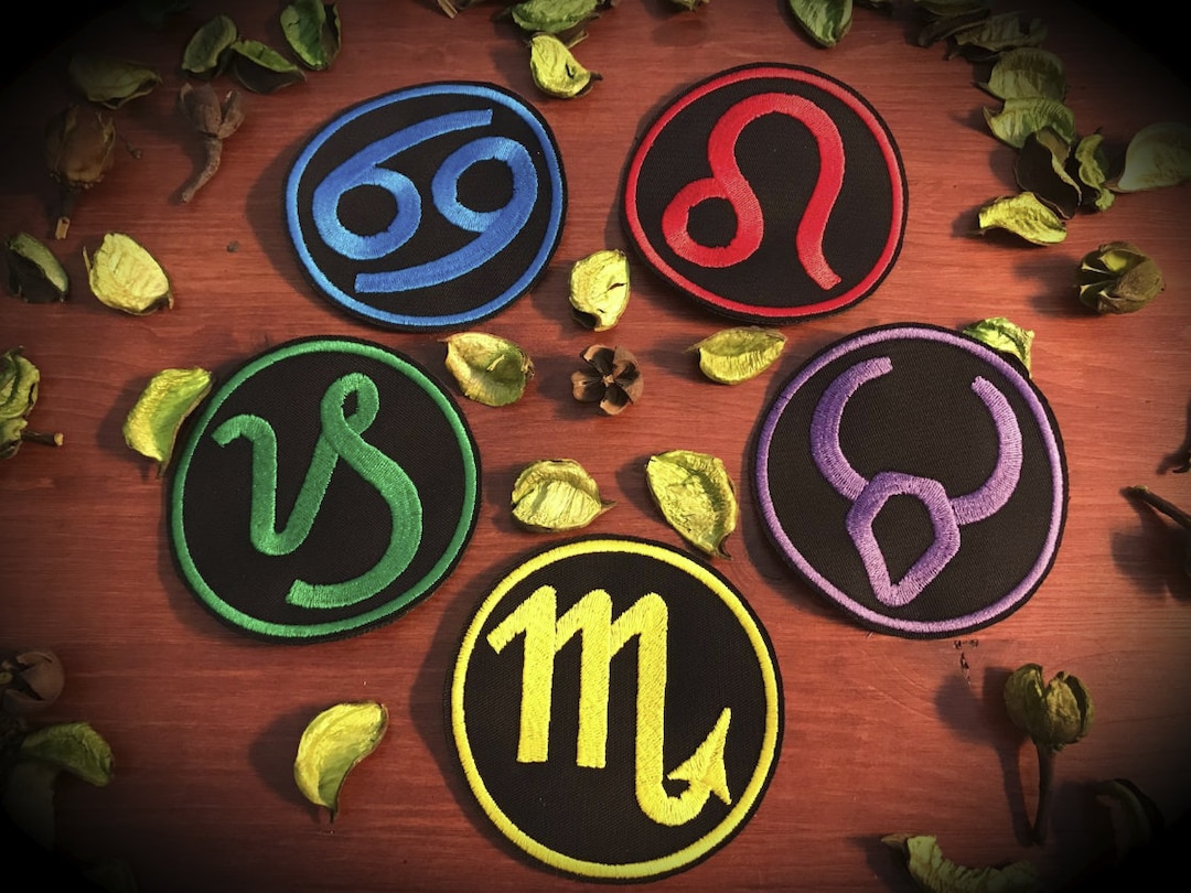 IRON ON Zodiac Signs Embroidered Patches- Wicca Wiccan Witch Magic ...