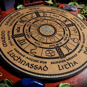 Wheel of the Year Engraved on Poplar Wood and Hand Painted - Wicca ...