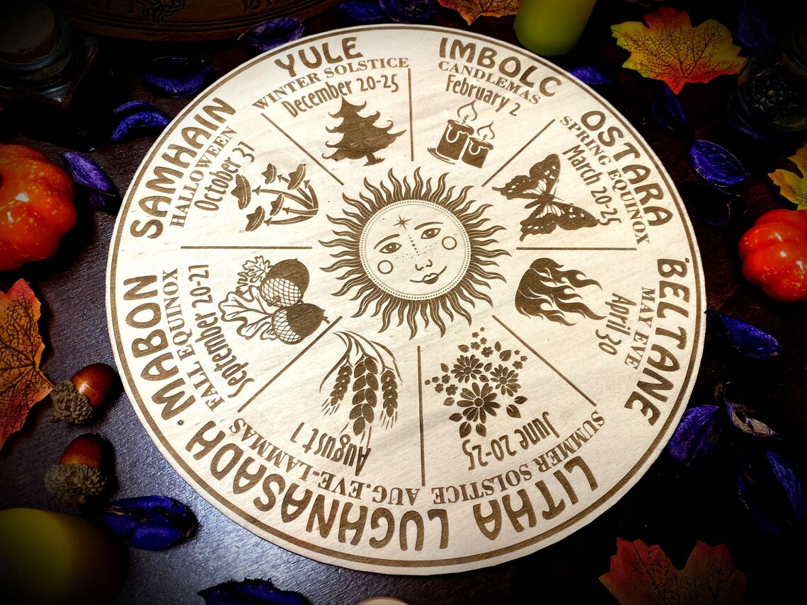 Wheel of the Year Engraved on Poplar Wood natural - Etsy