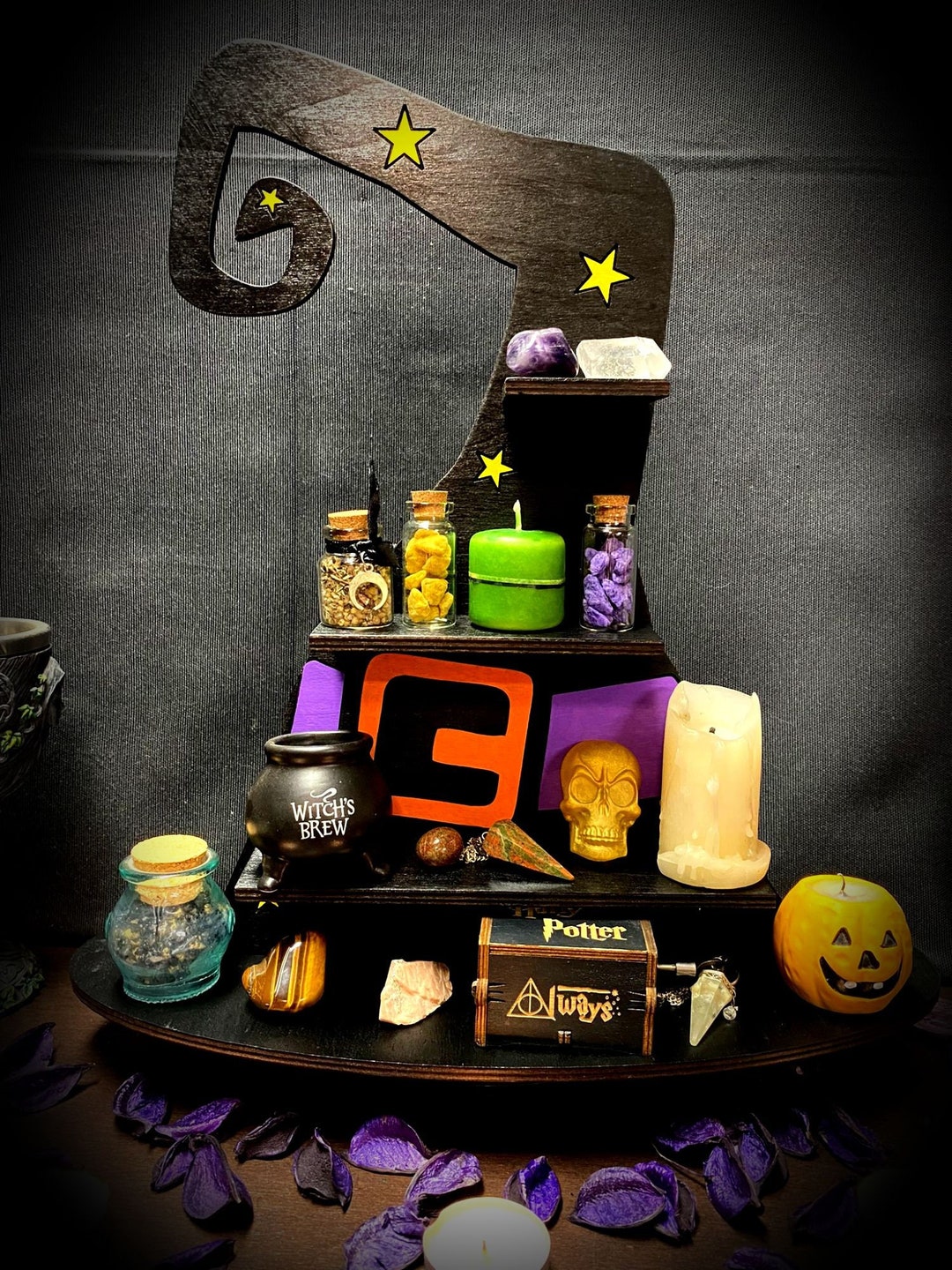 Black Witch Hat Shelf - Witch Witchcraft Paganism Pagan Laser Engraved ...