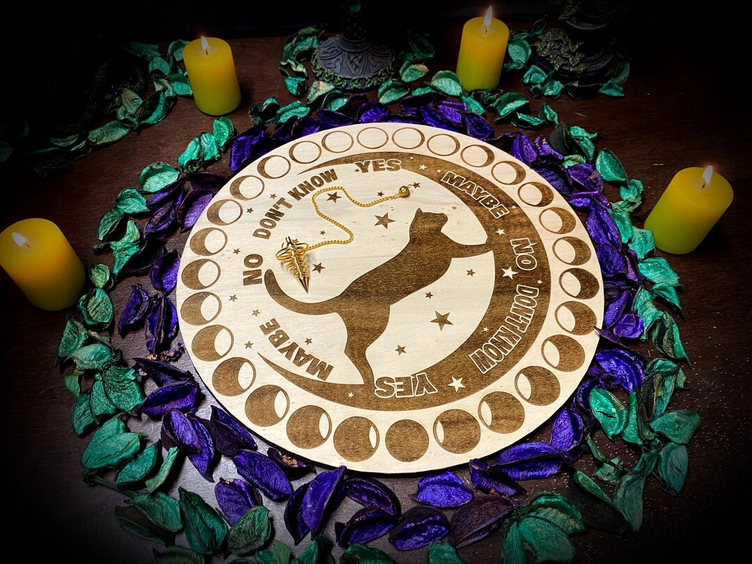 Pendulum Board "black Cat on the Moon" - Occult Paganism Wicca ...