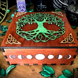 Hand Painted and Laser Engraved Poplar Wooden Box - Esotericism Witch ...