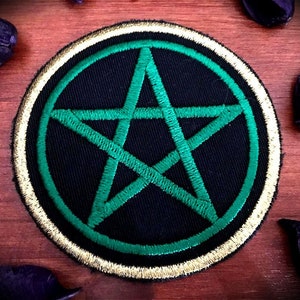 IRON ON Embroidered Patch "pentacle, Triquetra, Triskell" - Wicca Wiccan Witch Magic Witchcraft ...