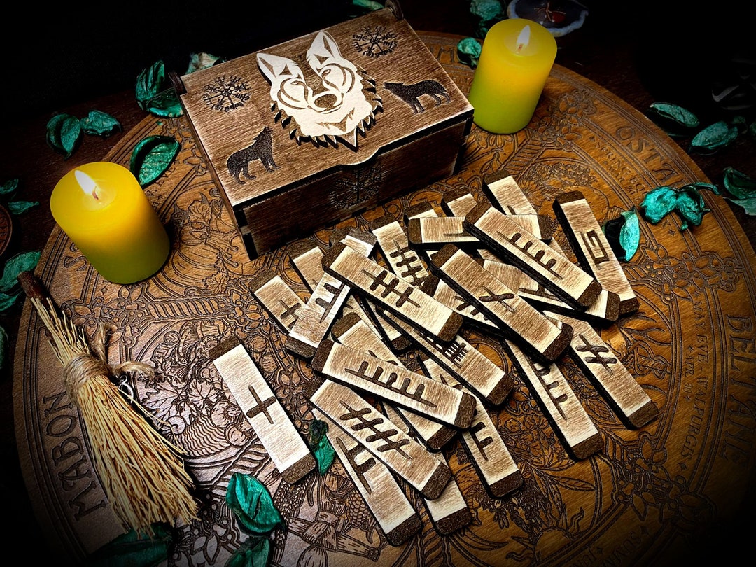 Ogham Runes Set With Box "wolf Spirit" - Paganism Pagan Witch ...