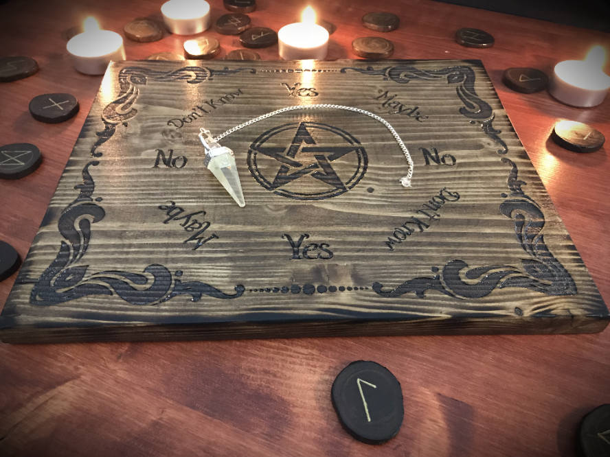Laser Engraved Pendulum Board - Occult Paganism Wicca Divination Magic ...