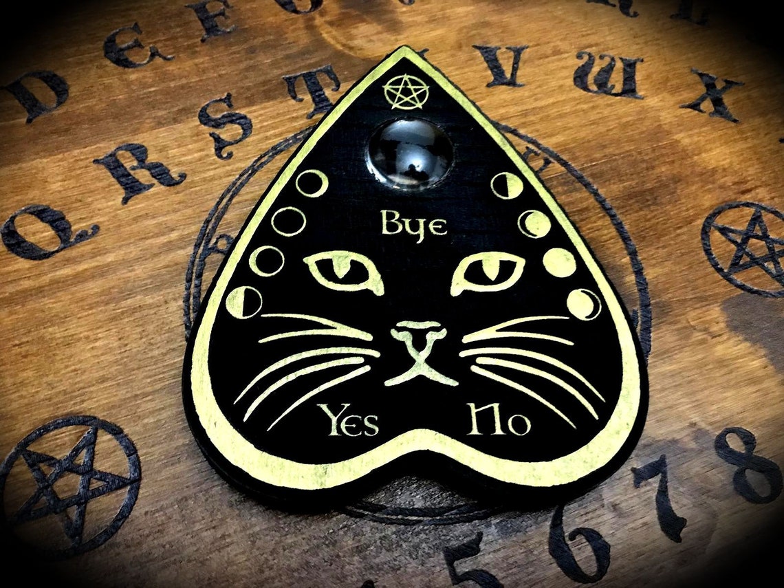 Engraved Wooden Planchette for Ouija Board "the Black Cat" Esotericism ...