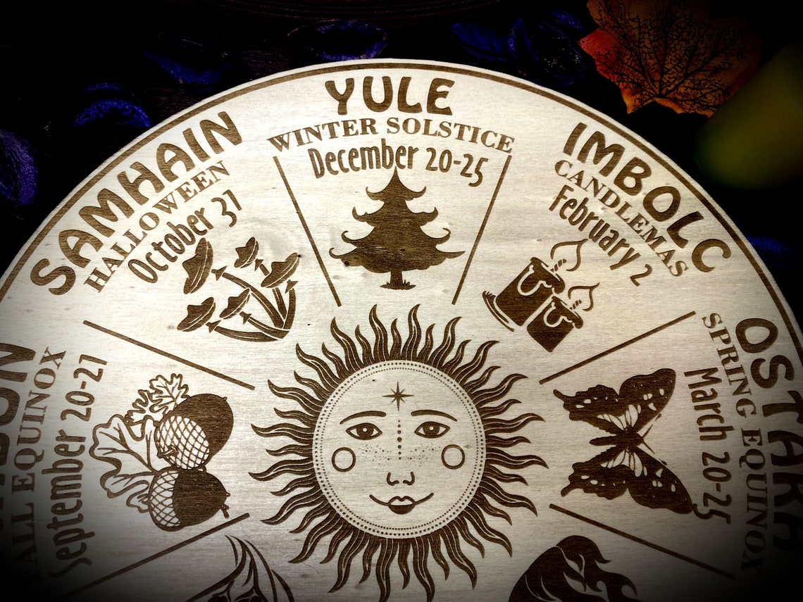 Wheel of the Year Engraved on Poplar Wood natural - Etsy